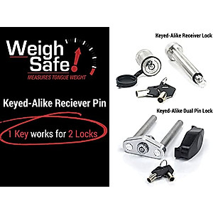 Weigh Safe Adjustable Trailer Hitch Ball Mount - 8" Drop Hitch for 3" Receiver w/ 2 pc Keyed Alike Lock Set, Premium Aluminum Trailer Tow Hitch w/ Built in Weight Scale for Anti Sway, 21,000 lbs GTW