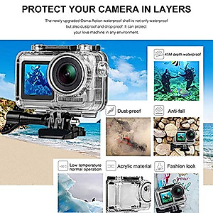FitStill Waterproof Case for DJI Osmo Action Camera, 45M Diving Housing Protective Shell Underwater Accessories Kit