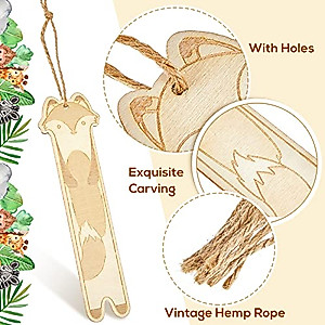 Wooden Bookmarks Animal Engraved Bookmarks for Kids Cute Bookmarks Blanks DIY Wooden Craft Bookmark School Office Supply for Teachers Students Classroom Rewards Supplies