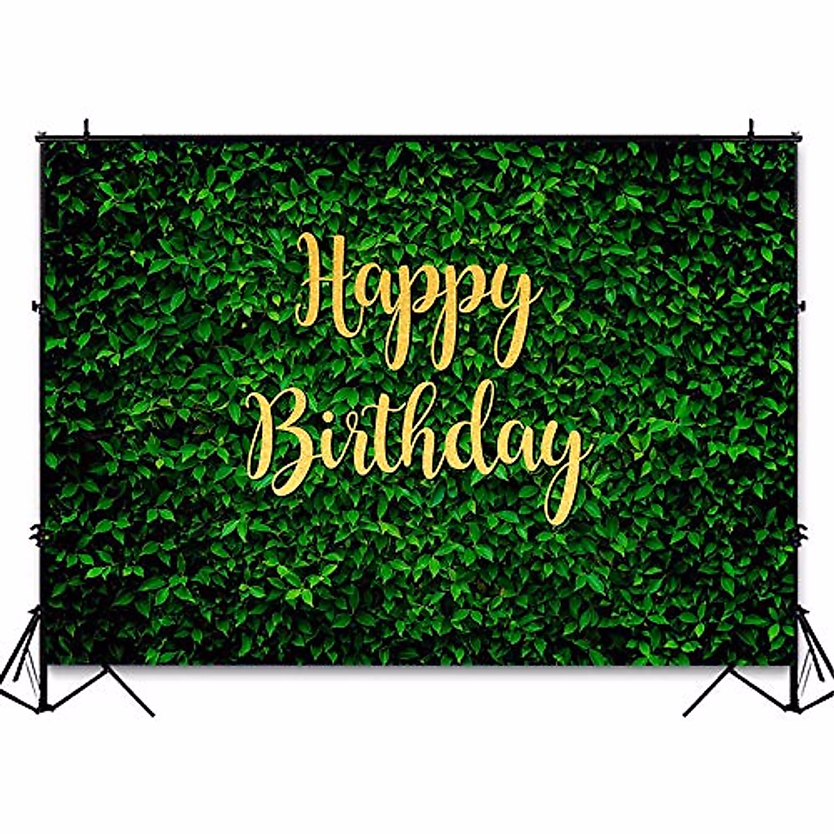 Avezano Green Leaves Happy Birthday Backdrop for Jungle Safari Party Decorations Photography Background Nature Green Rustic Lawn Leaves Birthday Party Photoshoot Photobooth (8x6ft)