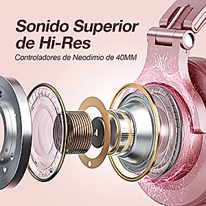 OneOdio A70 Bluetooth Over Ear Headphones for Women and Girls, Pink DJ Headphones, Wired Wireless Recording Headsets, Shareport, Stereo Jack for Guitar Amp Computer PC Tablet (Rose Gold)