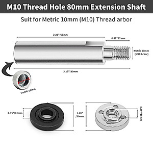 Rierdge Angle Grinder Extension Connecting Rod, 3/8" M10 Thread Hole 80mm Extension Shaft Stainless Steel Rotary Extension Shaft for 100 Type Angle Grinder, 3 Pcs