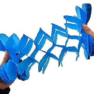 BEISHIDA 12PCS Four Leaf Clover Paper Garland 120ft Navy Blue Ocean Party Streamers Tissue Flower Reusable Hanging Banner for Wedding Baby Shower Home Party Backdrop Graduation Decoration