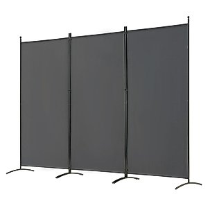 Spurgehom Room Divider, 3 Panel Folding Partition Privacy Screens, Freestanding Fabric Room Panel, Portable Folding Room Divider Wall for Office, Room, Restaurant, 102" W X 71" H (Grey)
