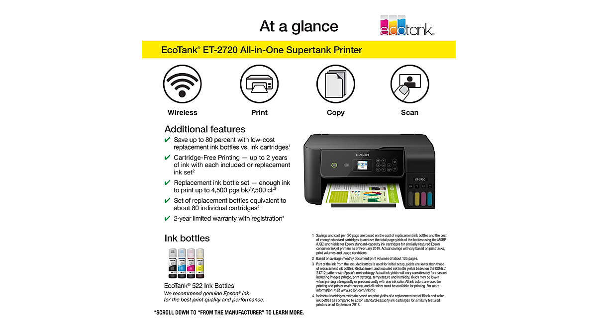 Epson EcoTank ET-2720: All-in-One Wireless Printer