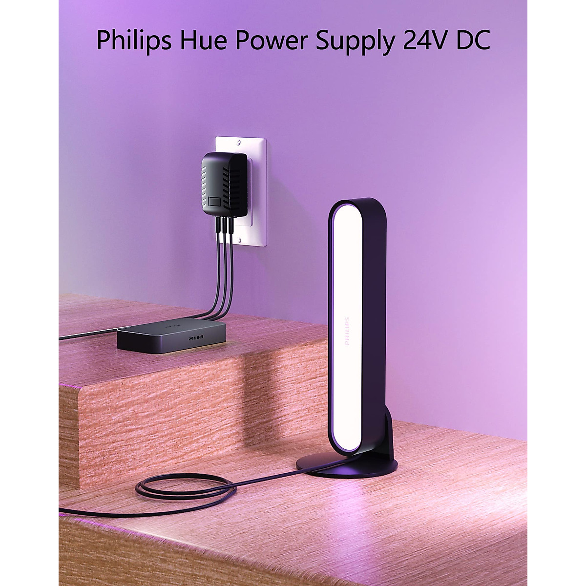Replacement for Philips Hue Power Supply 24V DC Hue Plug Compatible with Philips Hue Play Bar Smart, Hue Light Strip Plus, Hue HDMI Sync Box, Light Bulb Accessory