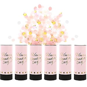 Pink Confetti Party Confetti Cannon, 6 Pack Mini Party Poppers Pink Confetti Cannon Shooters Biodegradable Confetti for Wedding Kids Birthday Party Supplies