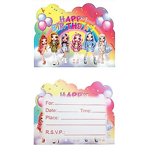 LEOWEST 20pcs Rainbow High Dolls Birthday Invitations,Rainbow High Dolls Party Invitations Birthday Party Supplies Decoration (Invitations20)