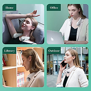 Neck Fan Portable Rechargeable Breeze Blast Ultra Personal Fan 3 Speeds 60 Turbo Bladeless Neck Fan 48 Air Outlets 360° Cooling Hanging Fan Soft Silicone Wearable Fan USB Port for Sports Hiking Office