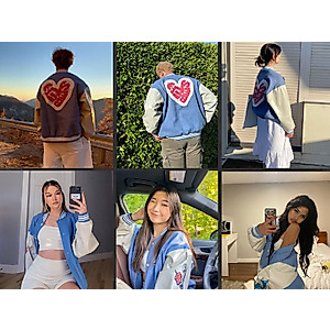 Aelfric Eden Men's Letter Foaming Love Print Varsity Jacket Vintage Graphic Baseball Jacket Unisex Coats Streetwear