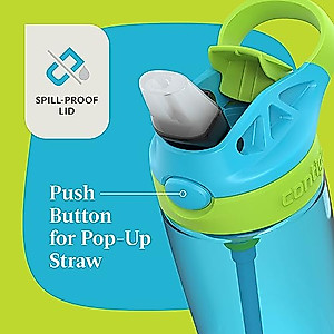 Contigo Aubrey Kids Cleanable Water Bottle with Silicone Straw and Spill-Proof Lid, Dishwasher Safe, 20oz 2-Pack, Blue Raspberry/Cool Lime & Blueberry/Juniper