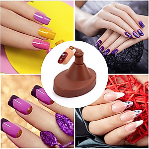 Nail Practice Fingers for Acrylic Nails-Flexible Nail Art Training Manicure Fingers Set for Hands, 1PCS Fake Finger to Practice Fake Nails with Base Stand and 100PCS Nail Tips