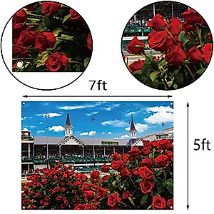 Kentucky Derby Photo Booth Backdrop Churchill Downs Horse Racing Rose Indoor Outdoor Party Photography Home Wall Background Decoration (7×5ft)