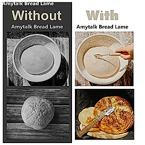 Amytalk Bread Lame with Replaceable 5 Blades, Bread Lame Dough Scoring tool with Wooden Handle, Lame Bread Slashing Tool, Bakers Lame for Cutting Bread