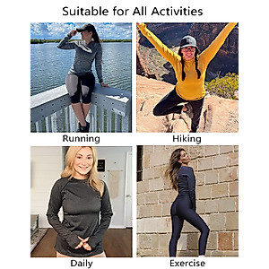 Women White Long Sleeve Thermal Shirt Running Shirt Workout Tops Moisture Wicking Athletic Shirts with Thumb Holes（White,Medium)