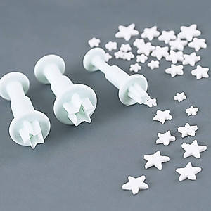 Star Small Fondant Plunger Cutter Set Cake Cookies Decorating Tool Mold-Tiny 3 Pieces（Mini）