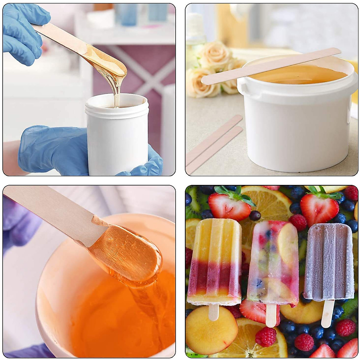 All Natural Wax Applicator Sticks Waxing Wood Body Spa Hair Eyebrow Removal Craft Sticks Applicator Spatula,4 Inch,200 Pieces.