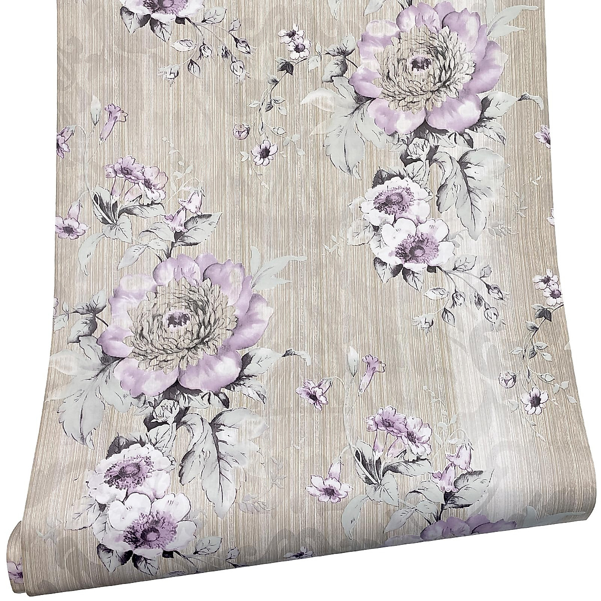 Yifely Vintage Purple Peony Self-Adhesive Kitchen Shelf Drawer Liner Moisture Proof PVC Mat 45x300cm