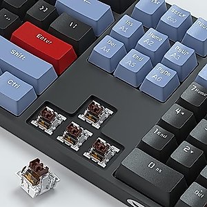 MageGee Mechanical Gaming Keyboard MK-Armor LED Blue Backlit and Wired USB 104 Keys Keyboard with Brown Switches, for Windows PC Laptop Game(Blue&Black)…