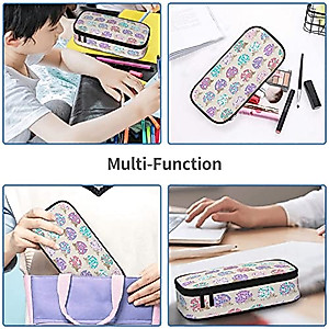 antvinoler Large Pencil Case Big Capacity Pencil Bag Large Storage Pouch Desk Organizer Marker Pen Case Simple Stationery Bag Pencil Holder - Hedgehog Polkadot