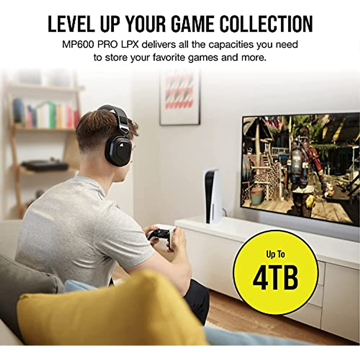 Corsair MP600 PRO LPX 2TB M.2 NVMe PCIe x4 Gen4 SSD - Optimized for PS5 (Up to 7,100MB/sec Sequential Read & 6,800MB/sec Sequential Write Speeds, High-Speed Interface, Compact Form Factor) Black