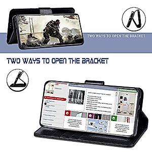 Arae Case for Samsung Galaxy S21 Ultra Wallet Case Flip Cover with Card Holder and Wrist Strap for Samsung Galaxy S21 Ultra, 6.8 inch (Black)