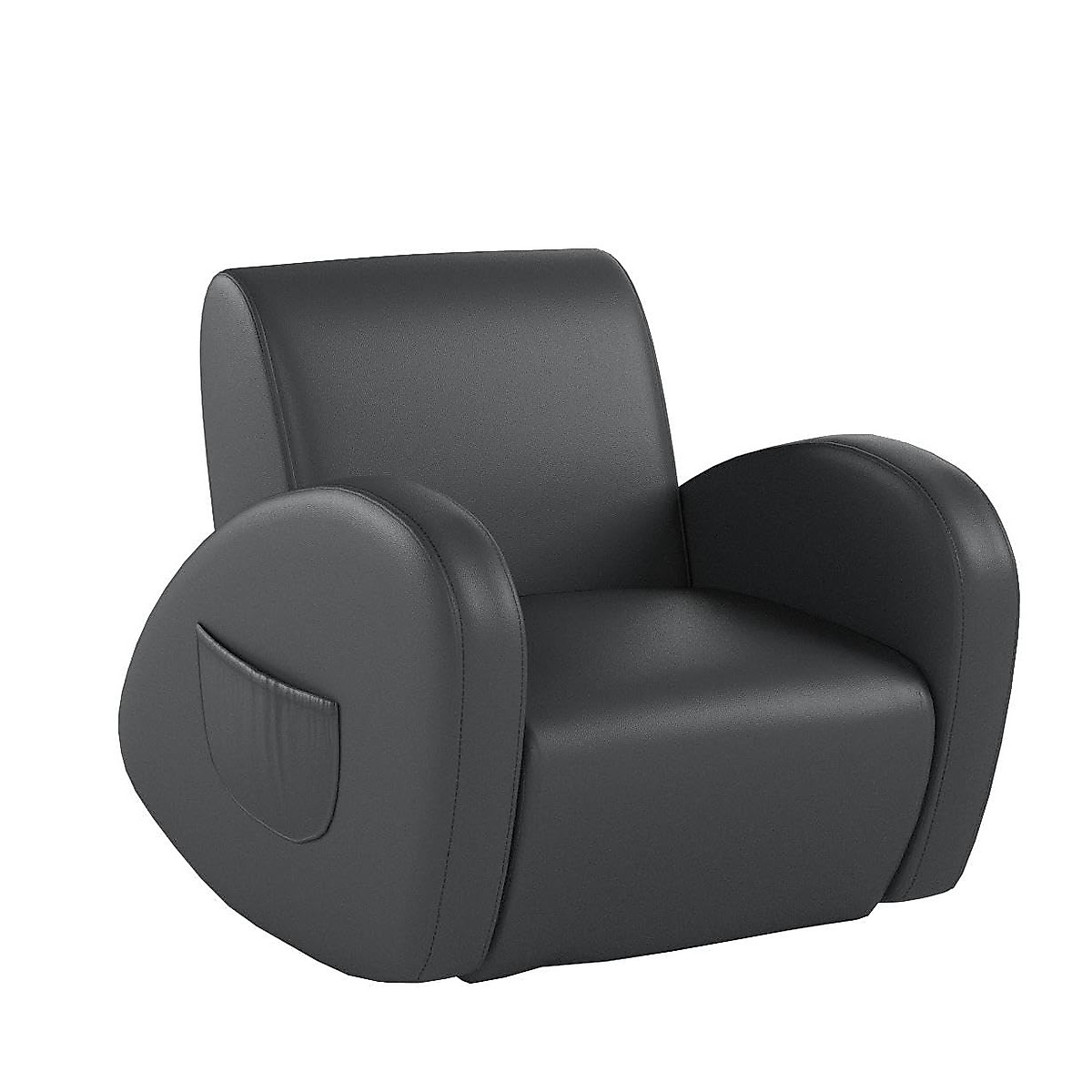 Qaba Kids Sofa Rocking Chair with Side Pocket, PU Leather Toddler Armchair for Children Grey