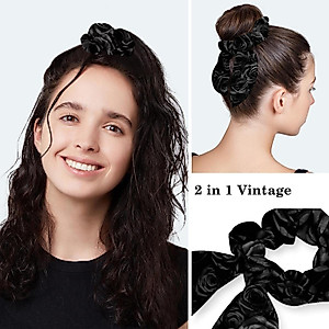 Adjustable Black Roses Scrub Cap, Working Hat Hair Cover with Ponytail Pouch, Soft Bouffant Surgical Nurse Cap