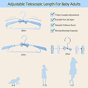 Jacriah Baby Hangers for Nursery Closet, 20 Pack No-Slip Children Clothes Hangers Set, Adjustable Infant Pant Hanger for Newborn, Blue Durable Thicken Toddlers Kids Coat Hangers, Cute Bow Tie Shaped