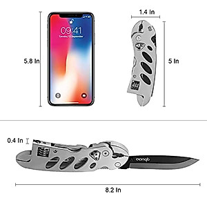 dpnao Multitool Wrench With 7 Tools/Pliers/Wire Cutter/Flat Screwdriver/Phillips Screwdriver/Portable Folding Multifunctional Adjustable Multi Purpose Stainless Steel Tool