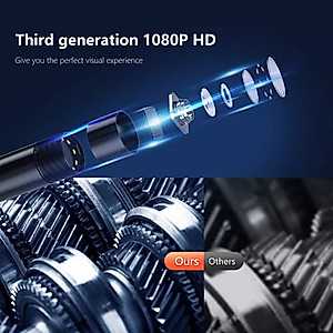 Daxiongmao Inspection Endoscope Camera with Light - 1080P HD Drain Camera IP67 Waterproof Borescope Can Take Pictures,16.4ft Semi-Rigid Cord Endoscope Camera(3")