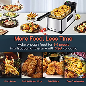 Aigostar Deep Fryer, Electric Deep Fat Fryers with Baskets, 3 Liters Capacity Oil Frying Pot with View Window, ETL Certificated, 1650W Ushas