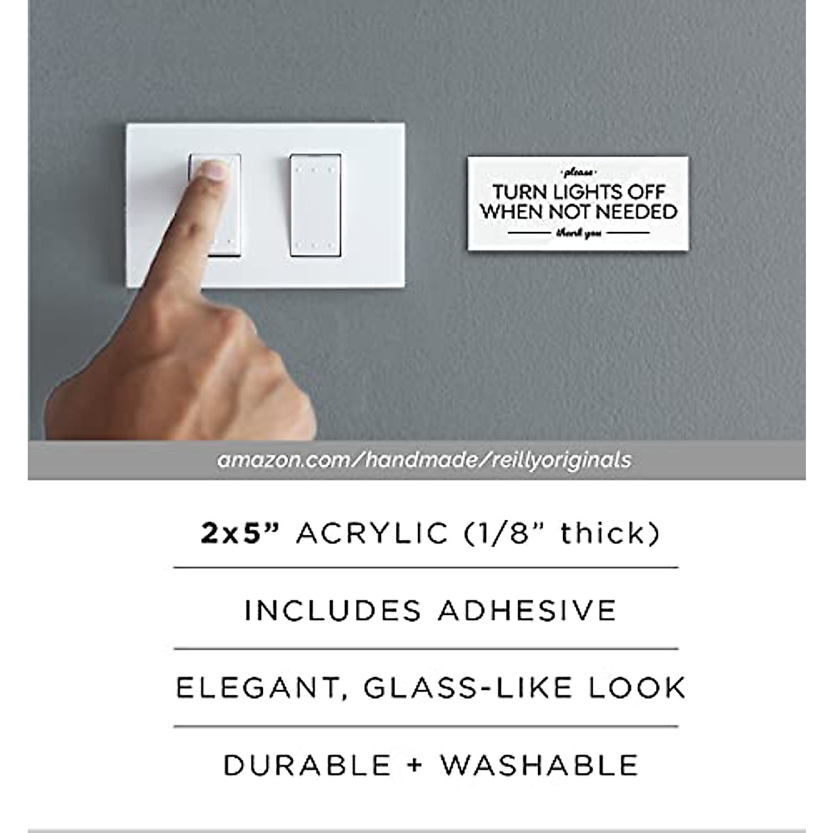 Reilly Originals 2x5 Inch Turn Lights Off Sign ~ Ready to Stick ~ Premium, Durable