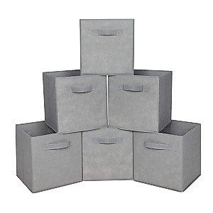 MAX Houser Storage Bins Cubes Baskets Containers with Dual Handles for Home Closet Bedroom Drawers Organizers,Foldable,10.5x10.5x11 Inches,Set of 6