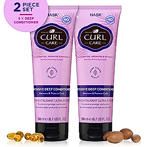 HASK CURL CARE Intensive Deep Conditioner Treatments for curly hair- vegan formula, cruelty free, color safe, gluten-free, sulfate-free, paraben-free - Pack of 2