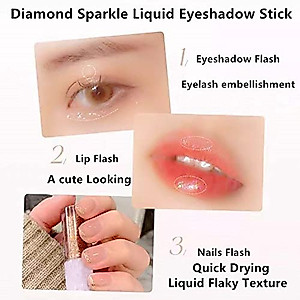 Go Ho Glitter Eyeshadow Makeup,Liquid Glitter Under Eye Shadow Bling,Glitter Eyeliner Diamond Sparkle Eye Stick,Shimmer and Shine Makeup Glitter Lip Gloss for Women Korean Makeup,01# Pink Purple