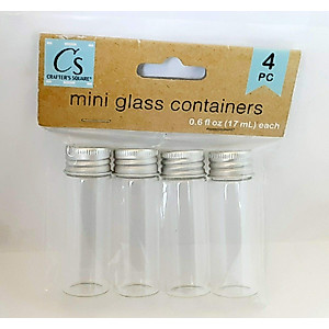Mini Glass Containers, 0.6 fl oz (17mL) Each, 4 pc, 2 Sets. 8 containers Total