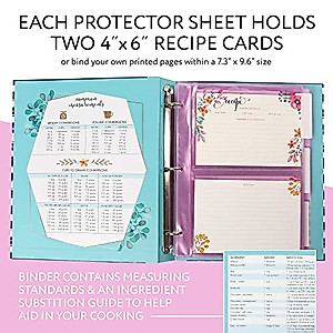 LotFancy Recipe Binder, 8.5” x 10”, with 60 Blank Recipe Cards 4x6, 30 Plastic Page Protectors, 3 Tabbed Dividers, 24 Labels - Kitchen Recipe Card Cookbook Binder Organizer Kit