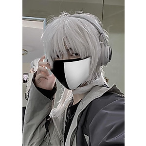 DAZCOS MCYT Ranboo Cosplay Black and White Mask Gloves Adjustable Face Cover Washable (black and white)