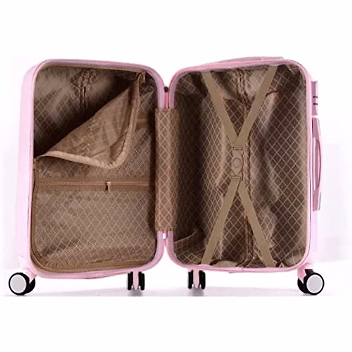 MUNROU Hello Girls Kitty Rolling Luggage Cute Pink Hardshell Carry On Suitcase with Wheels