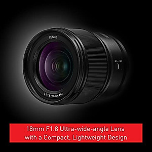 Panasonic LUMIX S Series Camera Lens, 18mm F1.8 L-Mount Interchangeable Lens for Mirrorless Full Frame Digital Cameras - S-S18