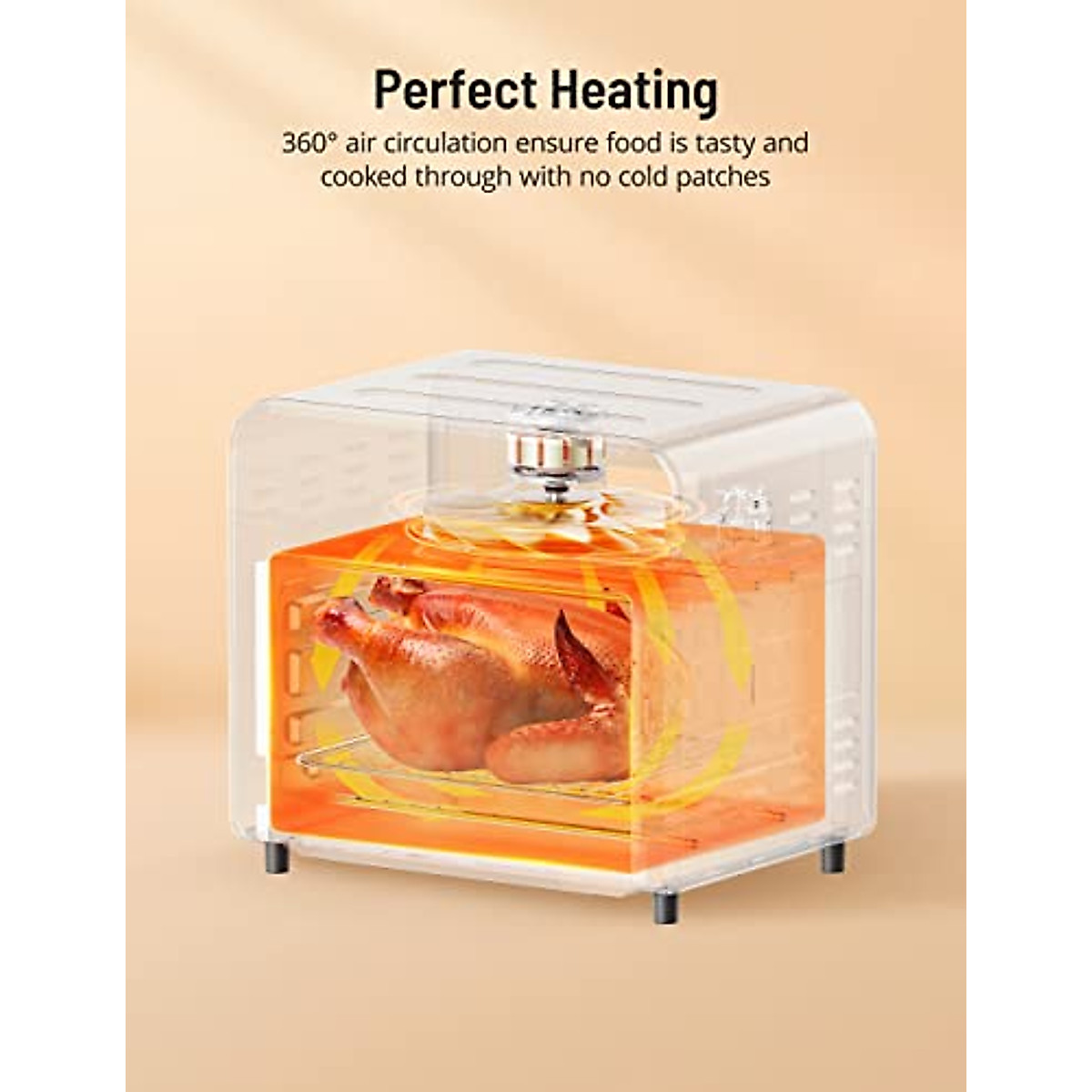 Air Fryer, Paris Rhône 15QT Toaster Oven Countertop, 450℉ Food Dehydrator, Knob-Controlled Freidora de Aire for Easy, Oil Less and Healthy Meals with Nonstick Dishwasher Safe Basket and Trays (Aqua)