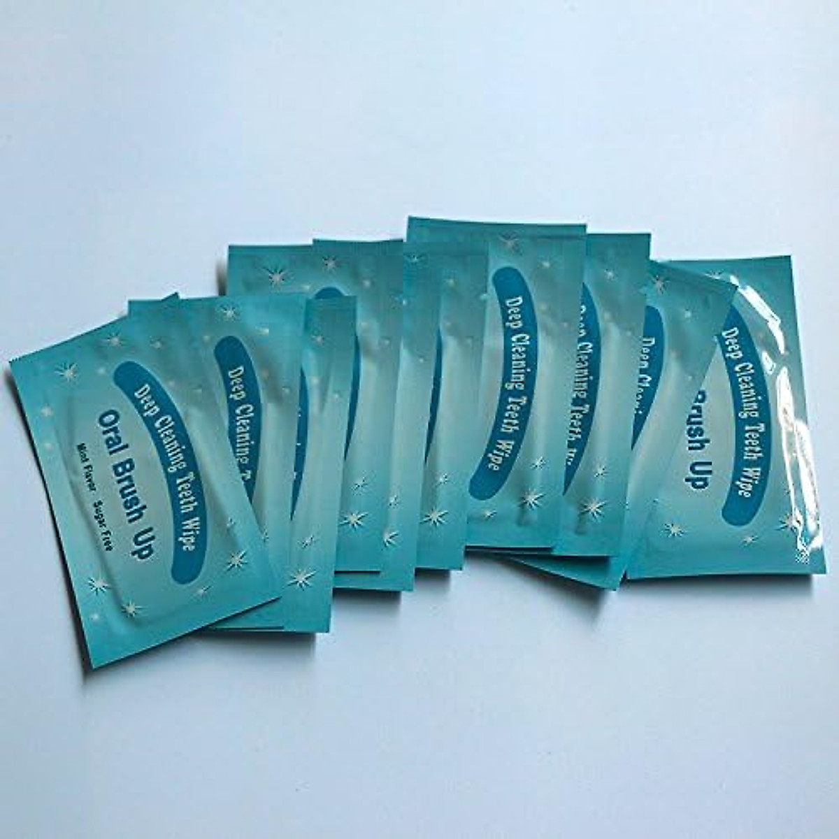 Mint Textured Finger Teeth Wipes Brush Ups Dental Clean Pre/Post Whitening (Pack of 100)