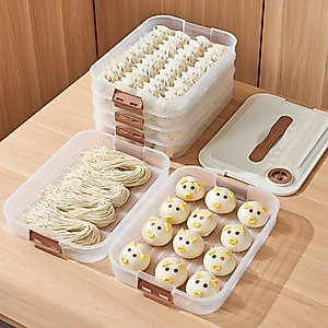 Hisocute Multi-layer Dumpling Storage Box With Lid Sealing Organization Container For Kitchen Vegetable Dumpling Box, 4-tier