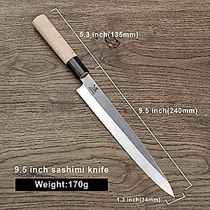 MSY BIGSUNNY Sashimi Knife,Japanese Sushi knife 9.5 inch High Carbon Stainless Steel Chef Knife