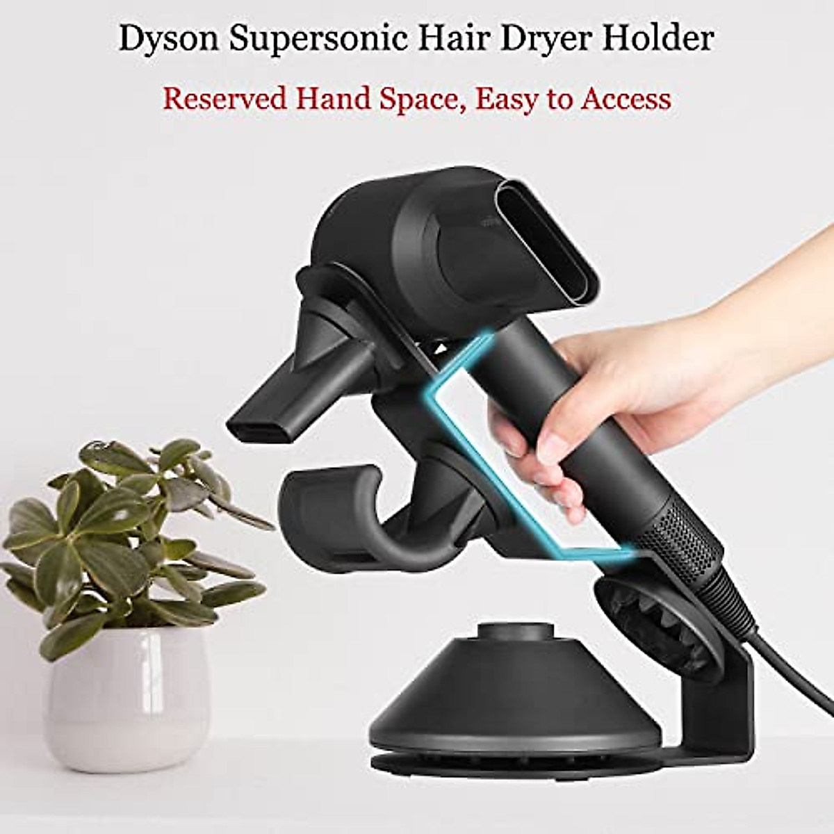 AOKEMAi Hair Dryer Holder for Dyson Supersonic, Hair Dryer Accessories Stand, Bathroom Hair Blow Dryer Rack Organizer Compatible with Dyson Supersonic Hair Dryers, Black