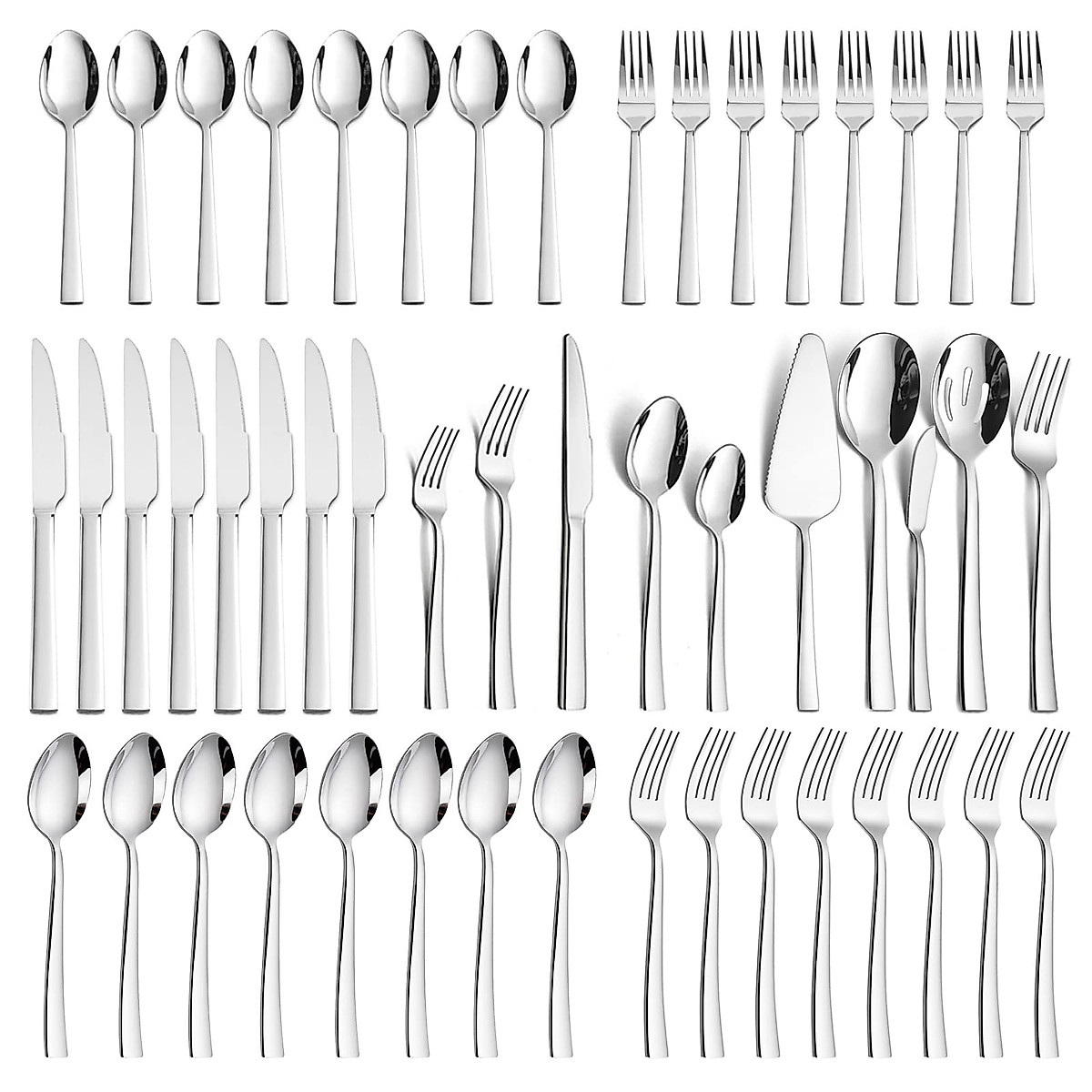 HaWare 65 Pieces Silverware Flatware Set for 12, Durable Stainless Steel Eating Utensils with Knife Fork Spoon Hostess Tableware, Modern Elegant Ergonomic Design, Dishwasher Safe