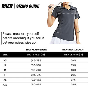 MIER Women's Golf Polo Shirts Collared V Neck Short Sleeve Tennis Shirt, Dry Fit, Moisture Wicking, Dark Grey, L