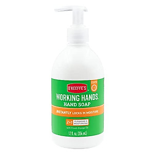 O'Keeffe's Working Hands Moisturizing Hand Soap with Fresh Orange Oil, 12 oz Pump (Pack of 4)