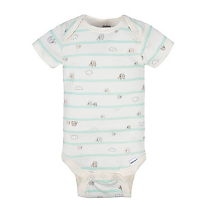 Gerber Baby 8-Pack Short Sleeve Onesies Bodysuits, Elephants, 0-3 Months